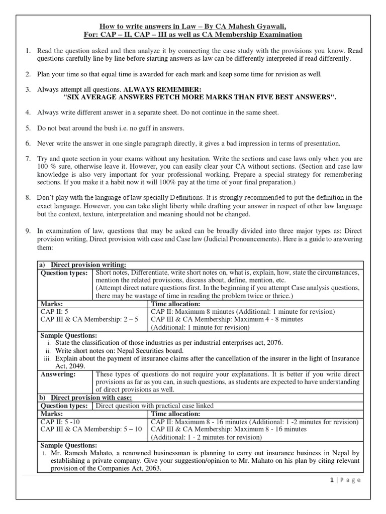 How To Write Answers in Law | PDF | Loans | Banks