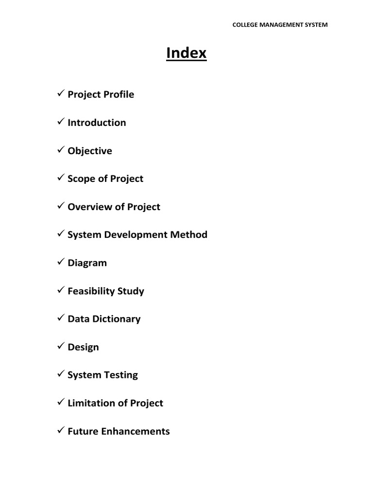 Index: College Management System | PDF | Feasibility Study | Computer ...