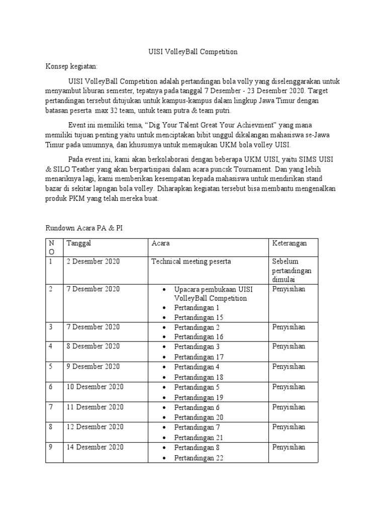 UISI VolleyBall Competition | PDF