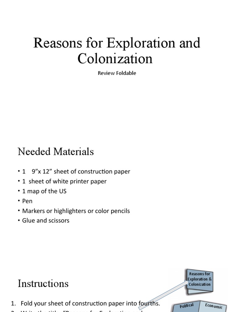 Exploration and Colonization Foldable | PDF | Colonialism | Exploration