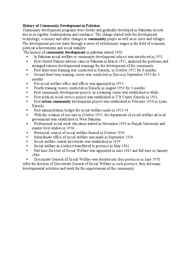 History of Community Development in Pakistan | PDF | Politics | History