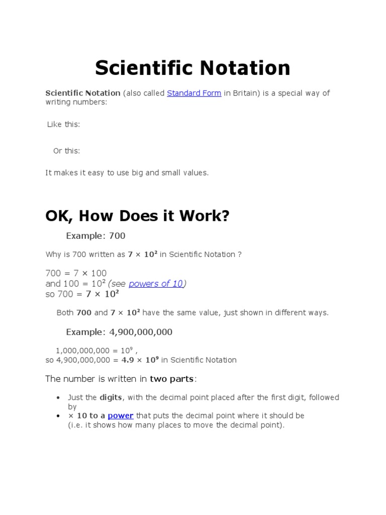 Index Notation and Powers of 10 | PDF | Numbers | Decimal