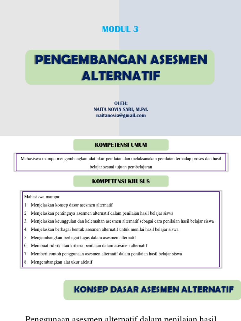Modul 3: Pengembangan Asesmen Alternatif | PDF | Pengembangan Diri