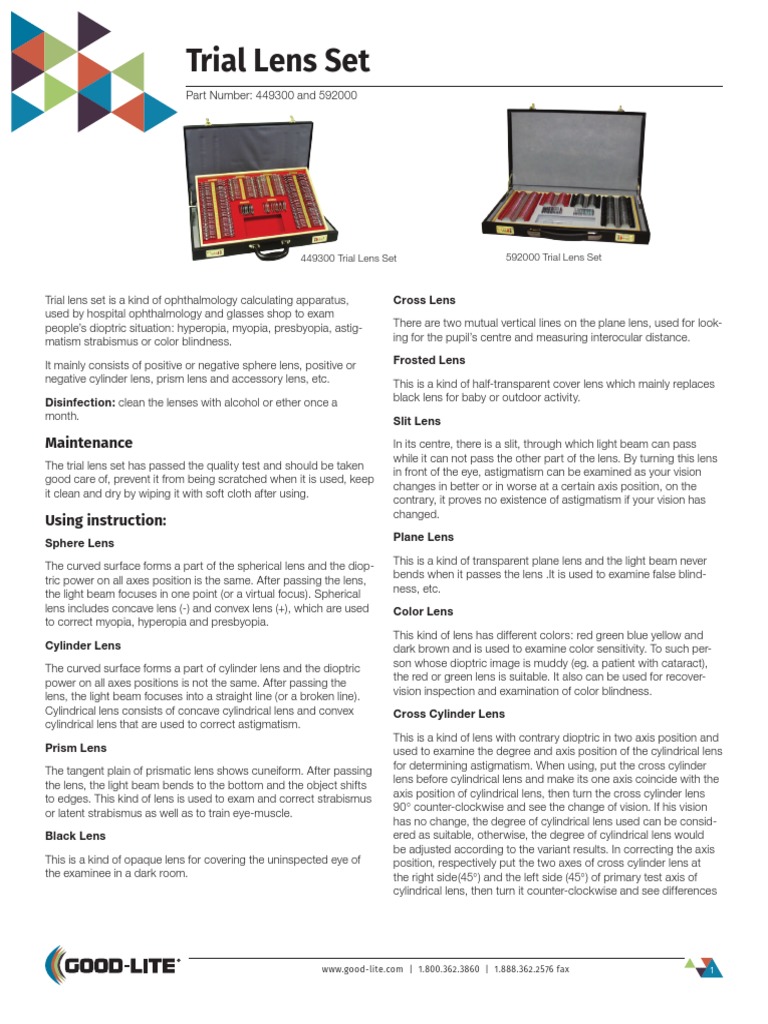 Comprehensive Trial Lens Set Guide | PDF | Eye | Glass Engineering And ...