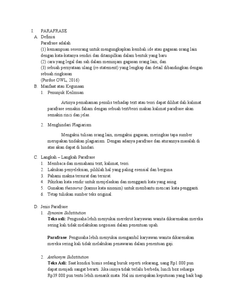 Panduan Lengkap Parafrase | PDF