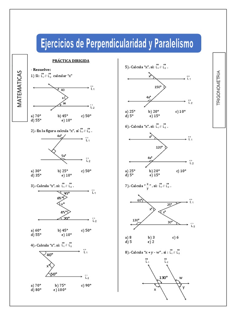 Ejercicios de Perpendicularidad y Paralelismo | PDF