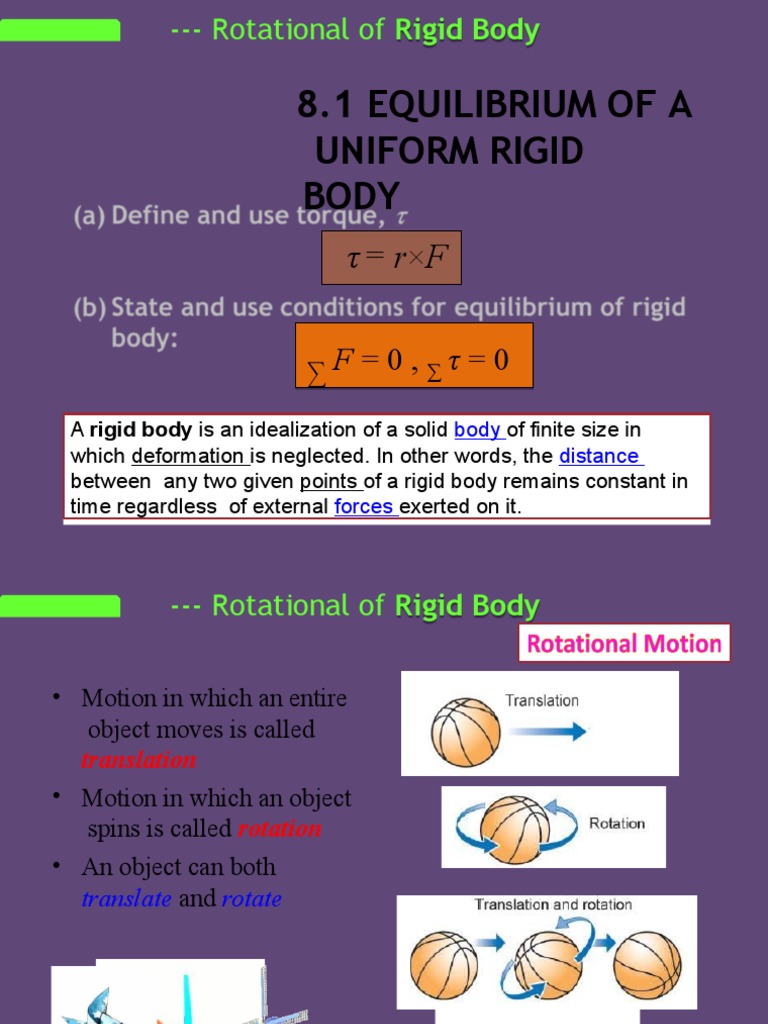Rotation of Rigid Body | PDF | Torque | Rotation