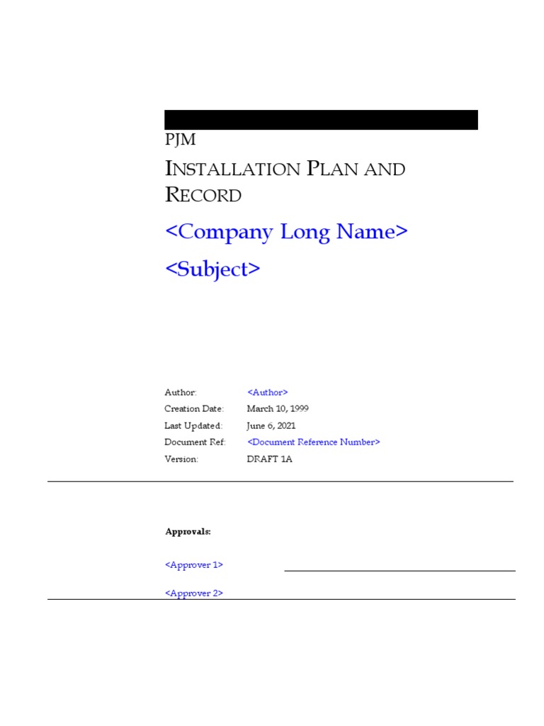 Installation Plan and Record Document | PDF | Document | Application ...