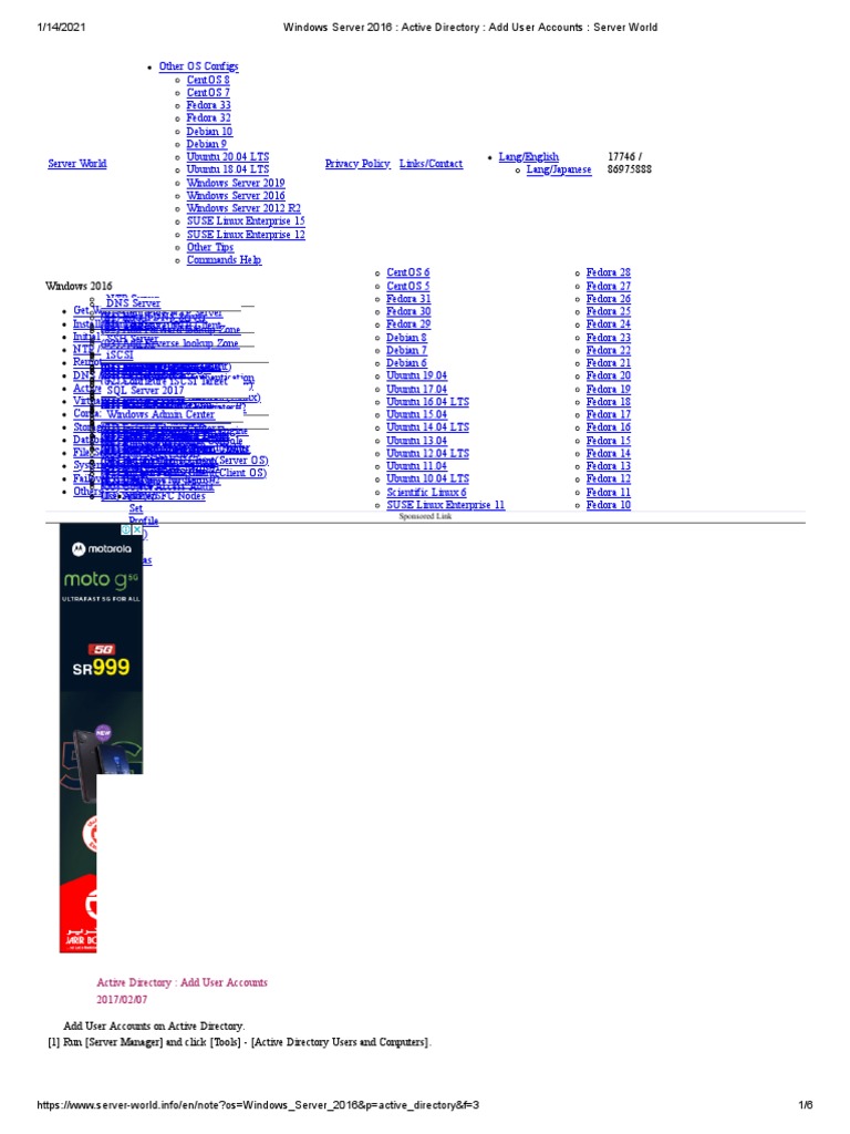 Windows Server 2016 - Active Directory - Add User Accounts - Server ...