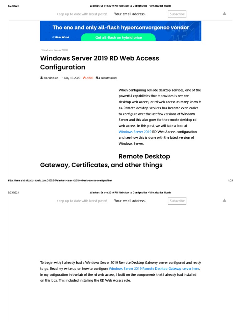 Windows Server 2019 RD Web Access Configuration - Virtualization Howto | PDF | Remote Desktop ...