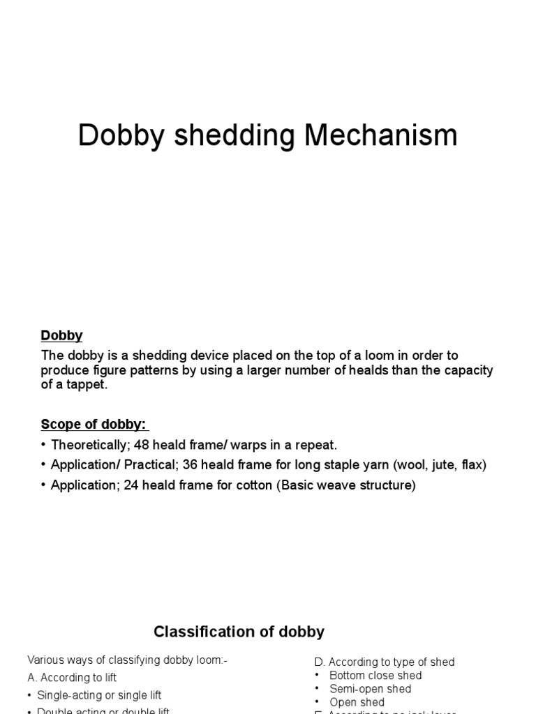 Dobby Shedding Mechanism | PDF | Loom | Weaving