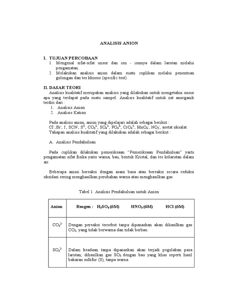 Analisis Anion | PDF