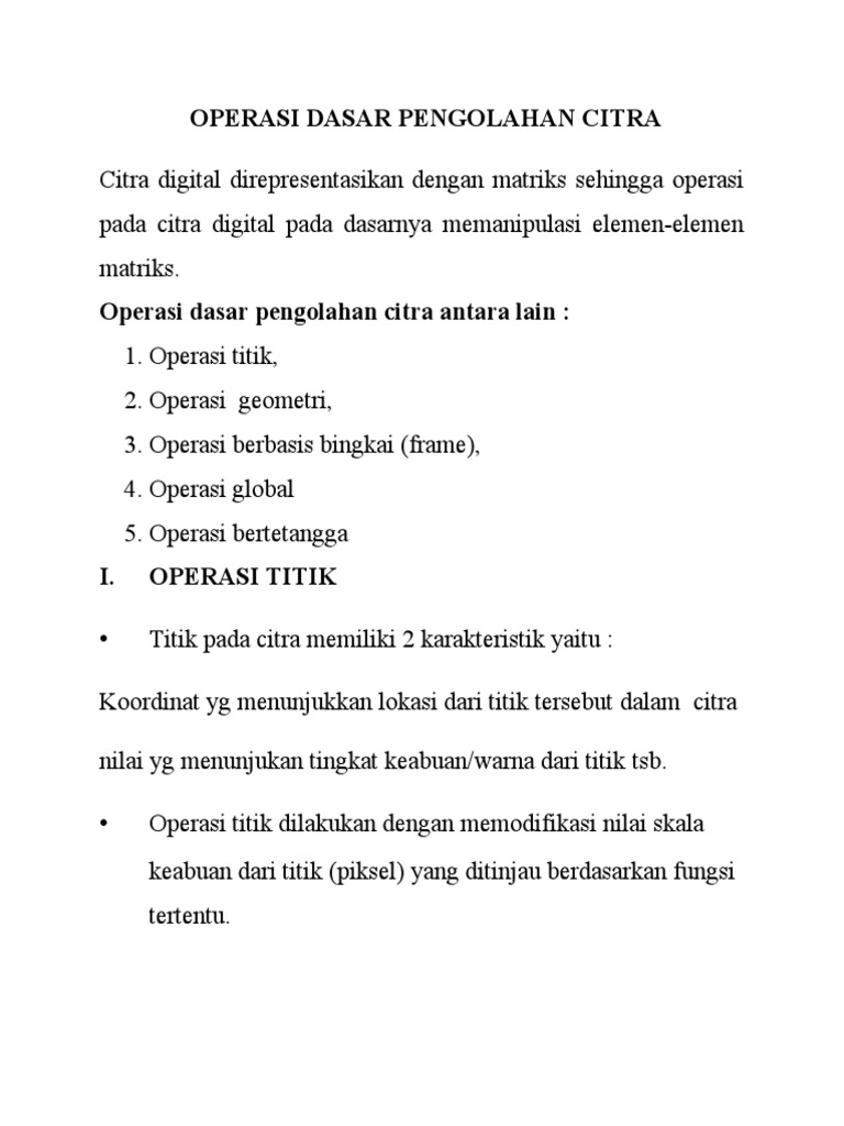 Pertemuan 4 - OPERASI DASAR PENGOLAHAN CITRA | PDF | Metode & Bahan ...