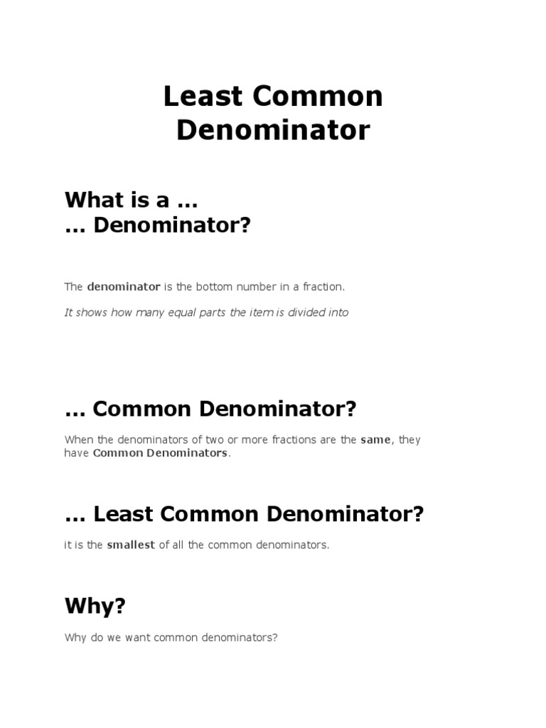 Least Common Denominator | PDF | Division (Mathematics) | Numbers