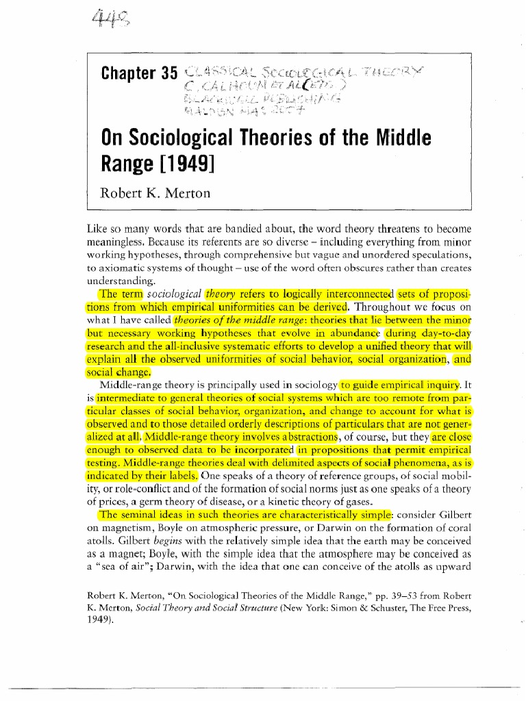 On Sociological Theories of The Middle Range | PDF | Business | Computers