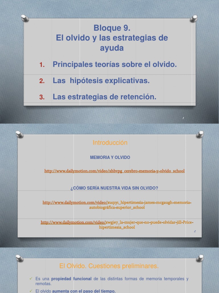 Bloque 9. Olvido | PDF | Memoria | Mnemotécnico
