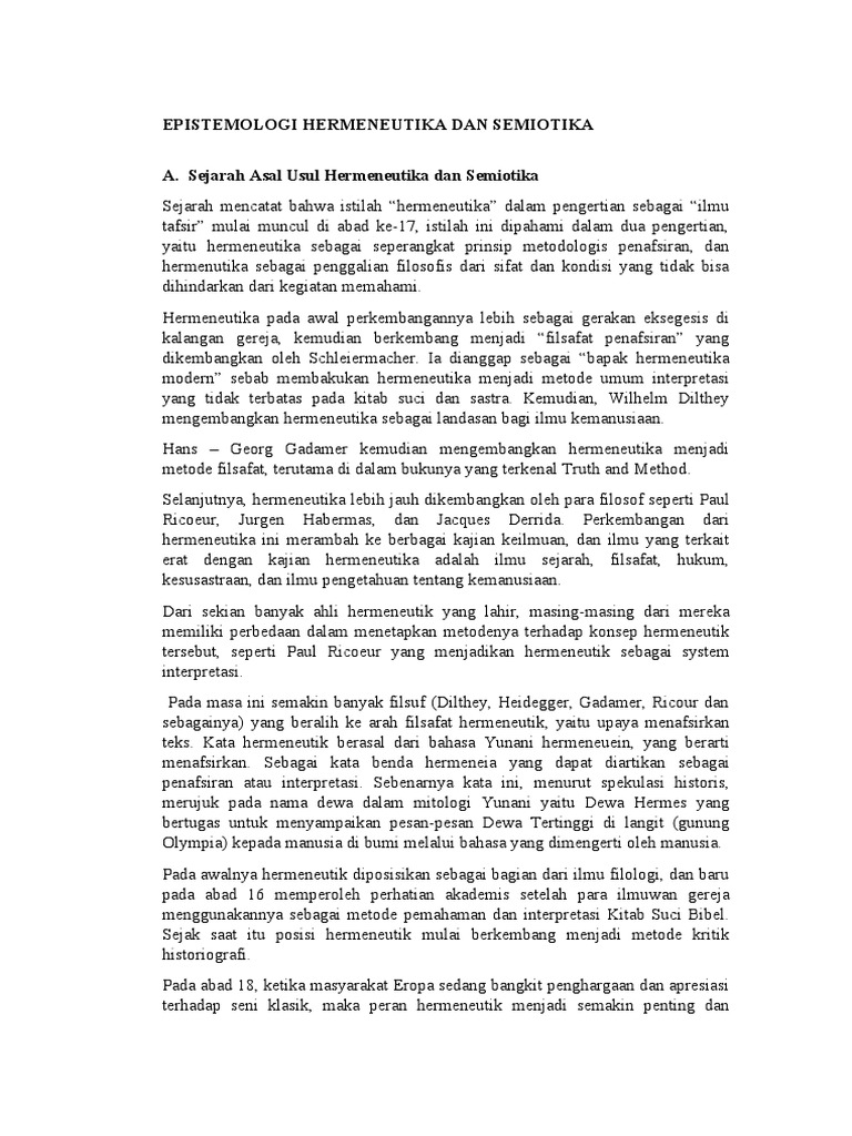 Sejarah Hermeneutika dan Semiotika | PDF | Ilmu Sosial | Filsafat