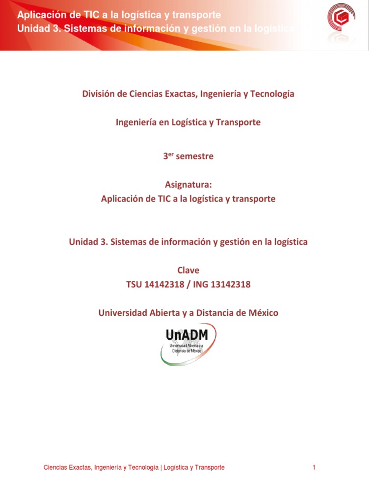 Unidad 3 Aplicación De Tic A La Logistica Y Transporte Pdf