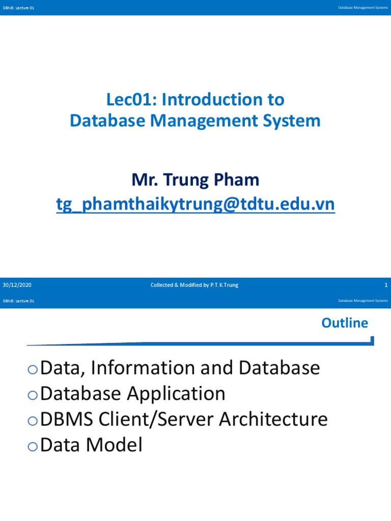 Lec01 Introduction To DBMS | PDF | Relational Database | Databases