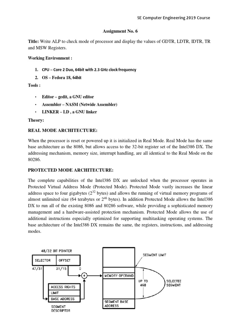 Assignment No. 6 Title: Write ALP To Check Mode of Processor and ...