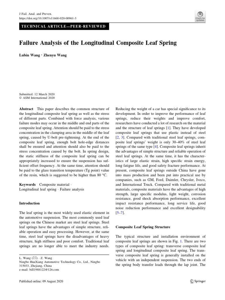 Failure Analysis of The Longitudinal Composite Leaf Spring ...