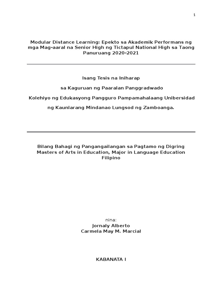Modular Distance Learning Isang Pananaliksik | PDF