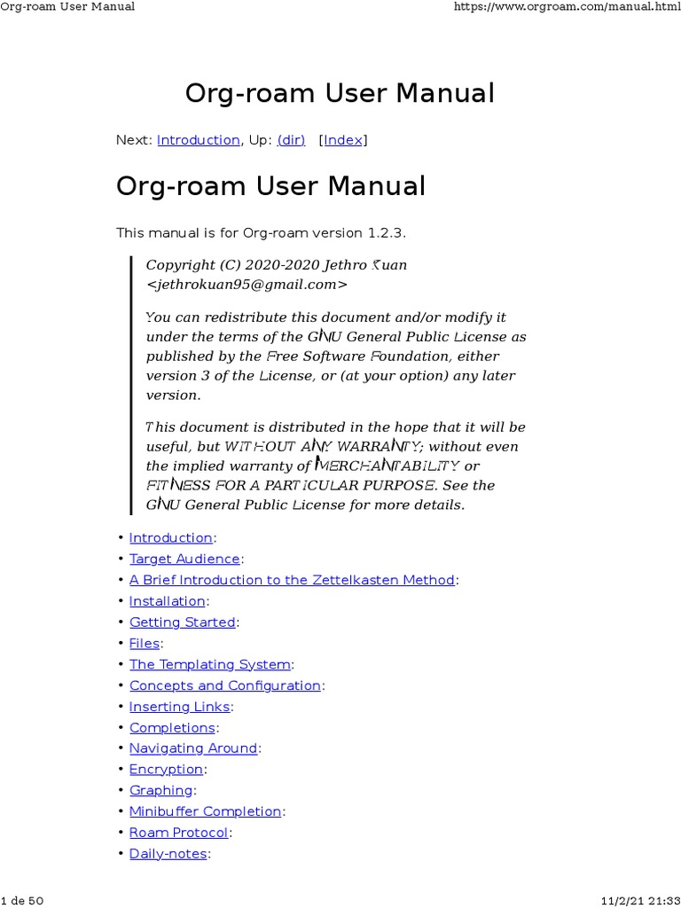 Org-Roam User Manual | PDF | Software | Computer Science