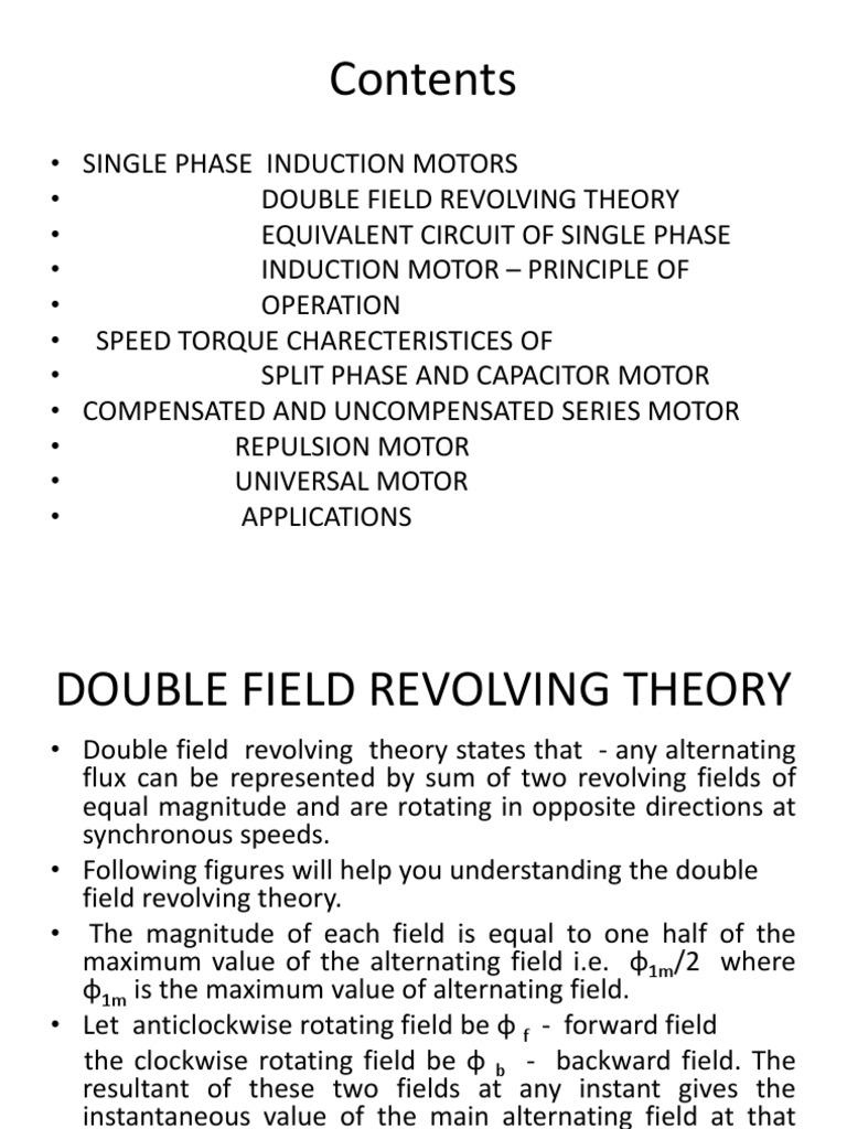 Induction Motor - Double Field Revolving Theory - Universal Motor | PDF ...