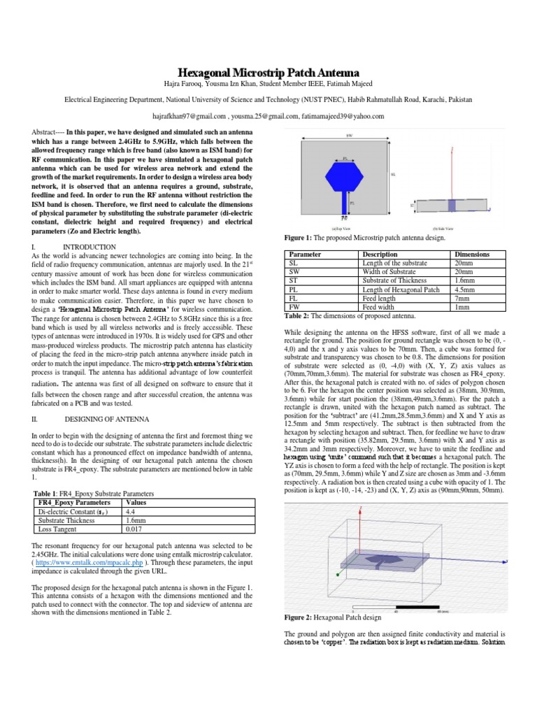 Hexagonal Microstrip Patch Antenna | PDF | Antenna (Radio) | Broadcast ...