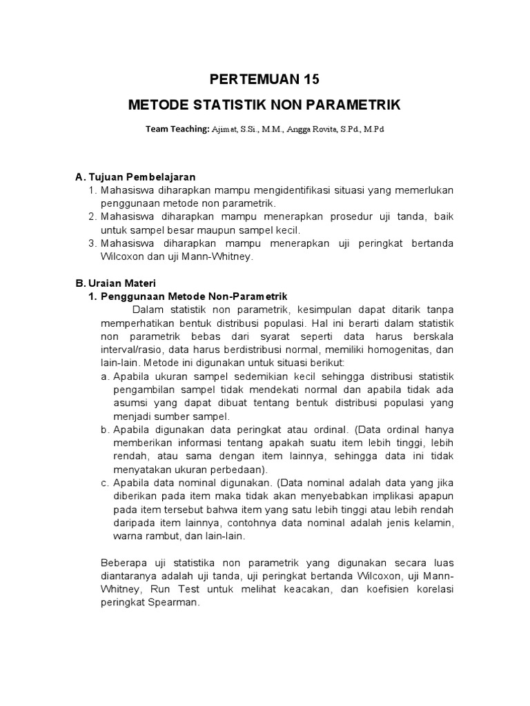 Metode Statistika Non Parametrik | PDF