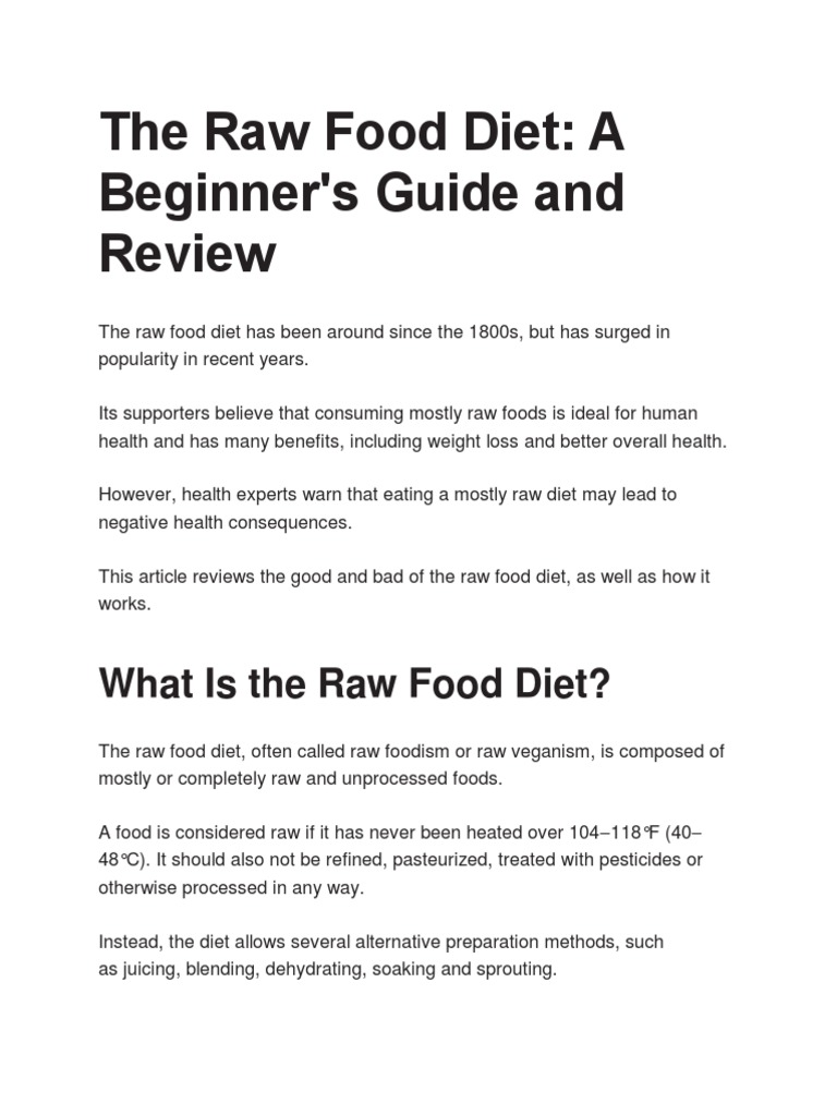 An Introduction to the Raw Food Diet: Benefits, Risks and a Sample Menu ...