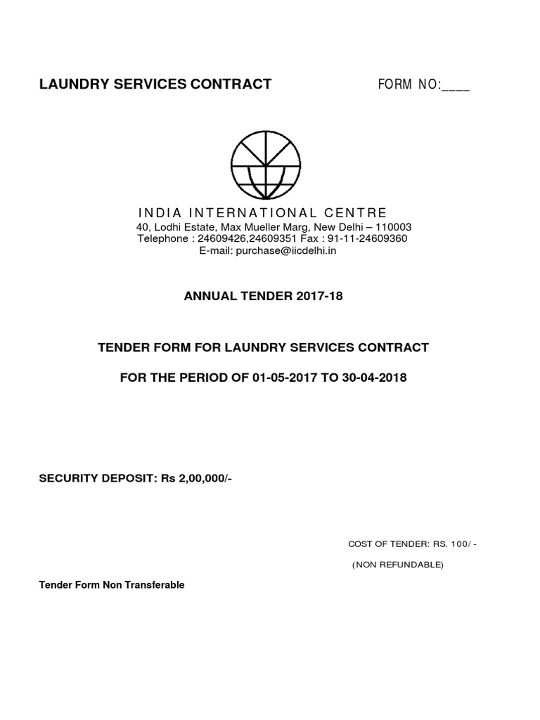 Laundry Services Contract FORM NO: - : India International Centre | PDF ...