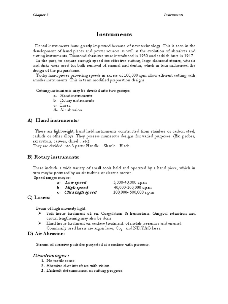 A) Hand Instruments | PDF | Abrasive | Sterilization (Microbiology)