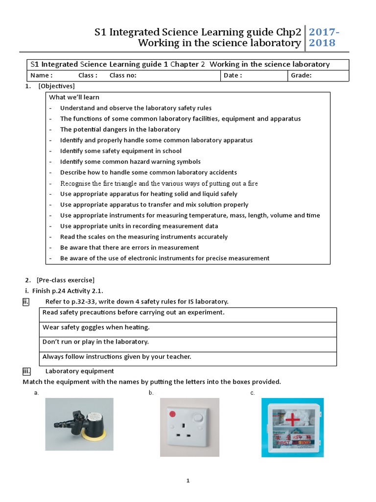 S1 Is LG (Unit 1) Laboratory 1718 Teacher | PDF | Laboratories ...