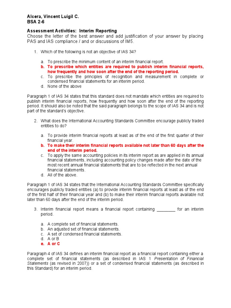 ACCO 20063 Homework 5 Interim Reporting and Operating Segments | PDF ...