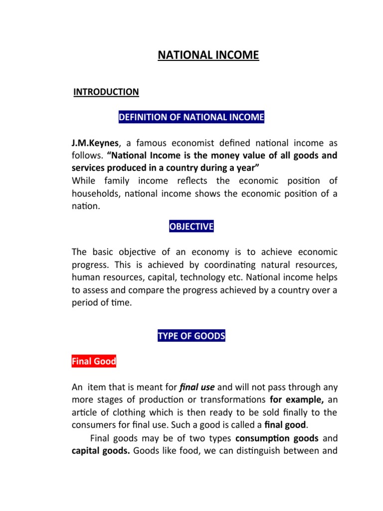 CHAPTER 7 National Income | PDF | Measures Of National Income And ...