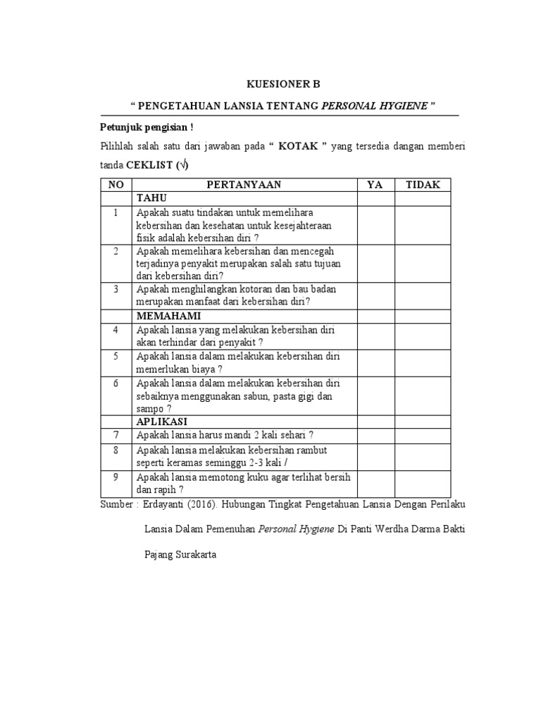 Kuesioner B | PDF | Kesehatan Holistik