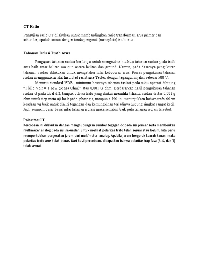 Pengujian dan Analisis Rasio CT | PDF