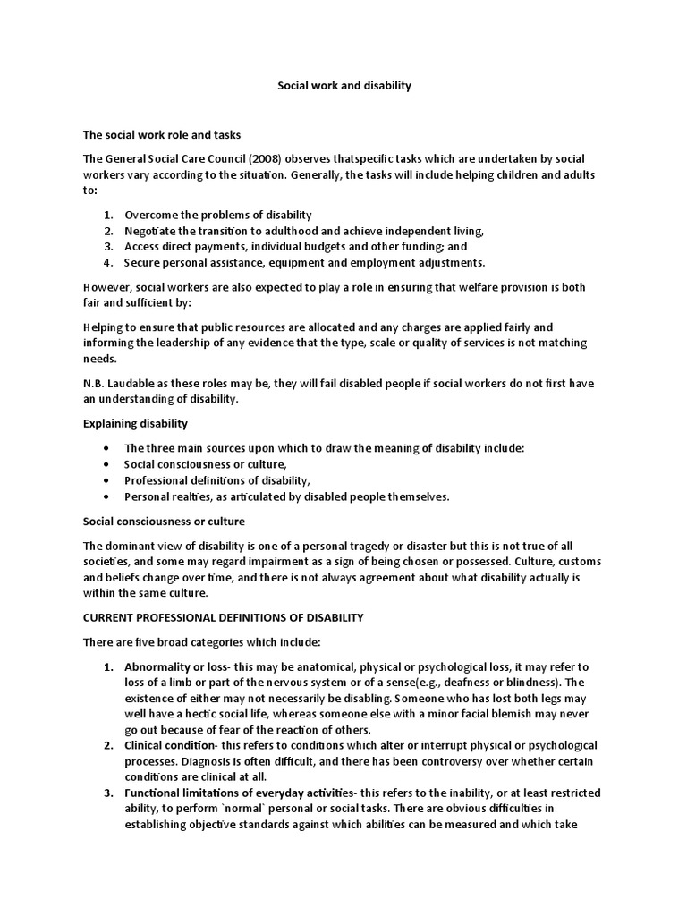 Social Work and Disability | PDF | Discrimination | Disability