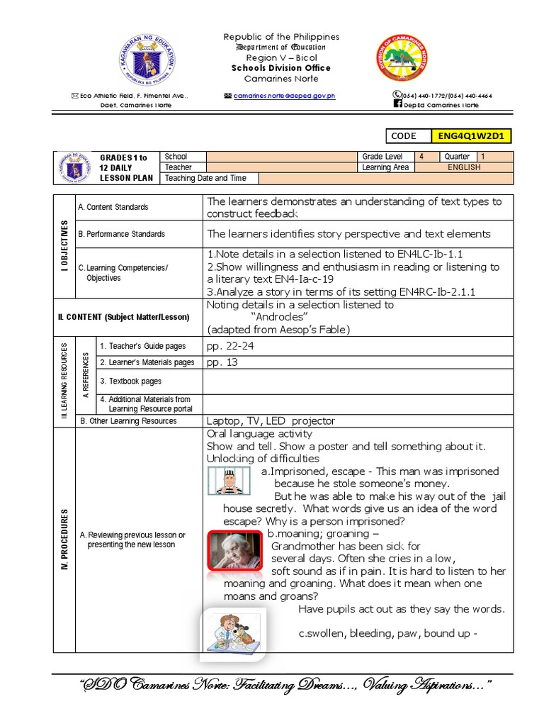 Schools Division Office: ENG4Q1W2D1 | PDF | Behavior Modification ...