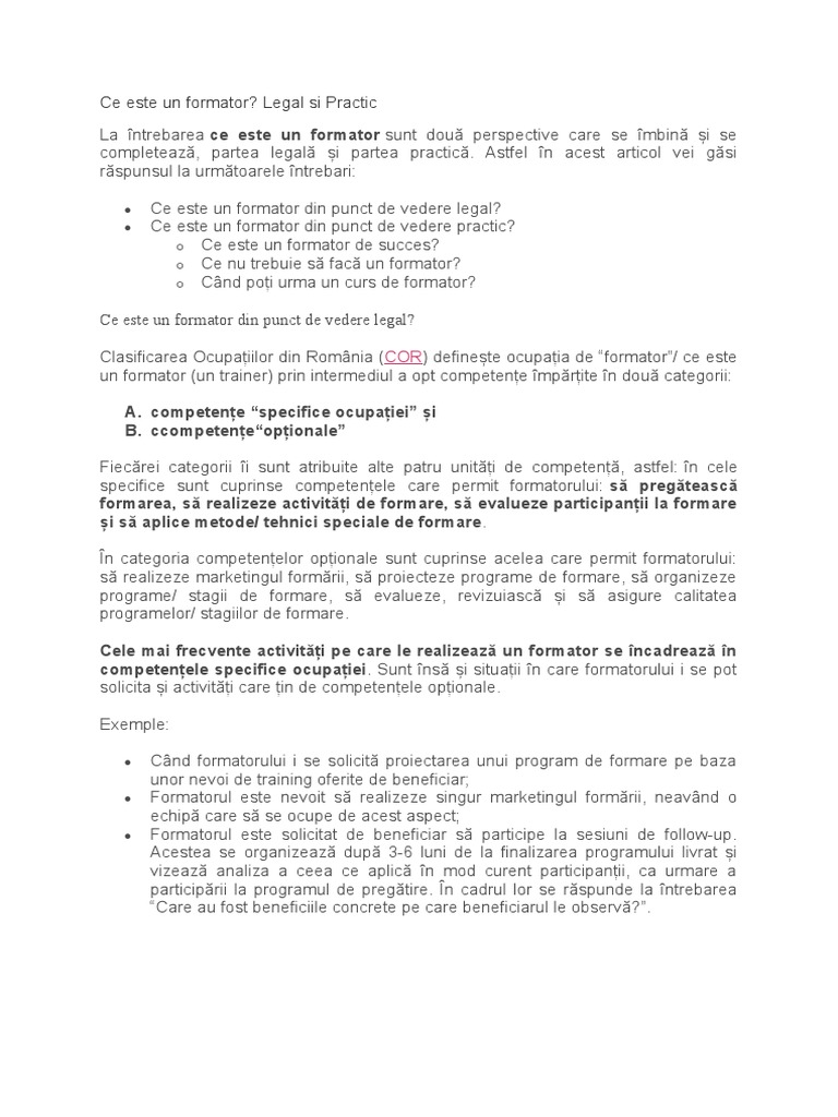 Ce Este Un Formator | PDF