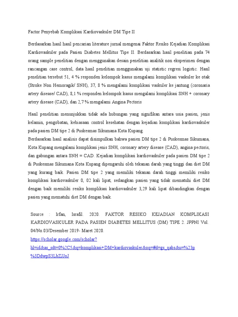 Komplikasi Kardiovaskuler pada DM Tipe II | PDF