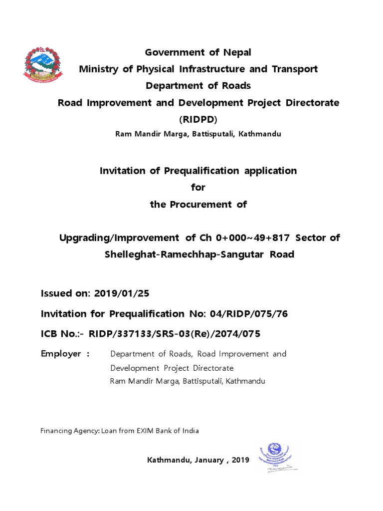 PQ Document - SRS 03 Final | PDF | Road | Joint Venture
