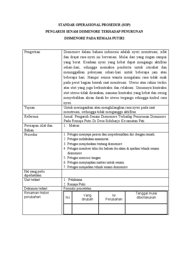 SOP Jurnal Senam Dismenore PKK 2 Khoirun Nisa | PDF