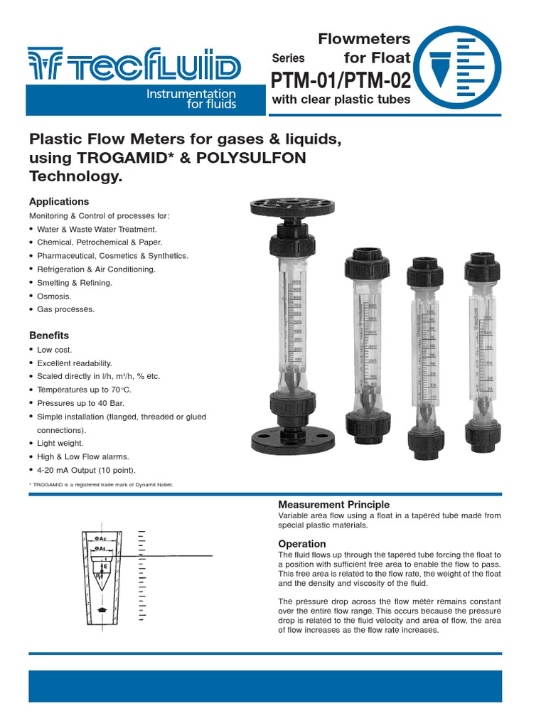 Flow Meter ptm-01 | PDF | Flow Measurement | Fluid Dynamics