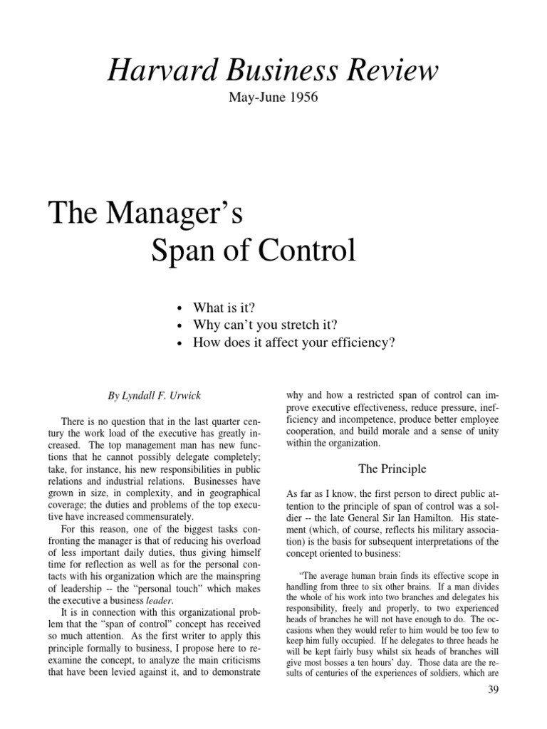The Optimal Span of Control: General Hamilton's Principle and its ...