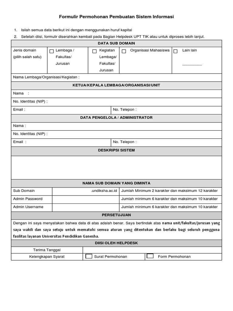 Form Pengembangan Sistem Informasi | PDF