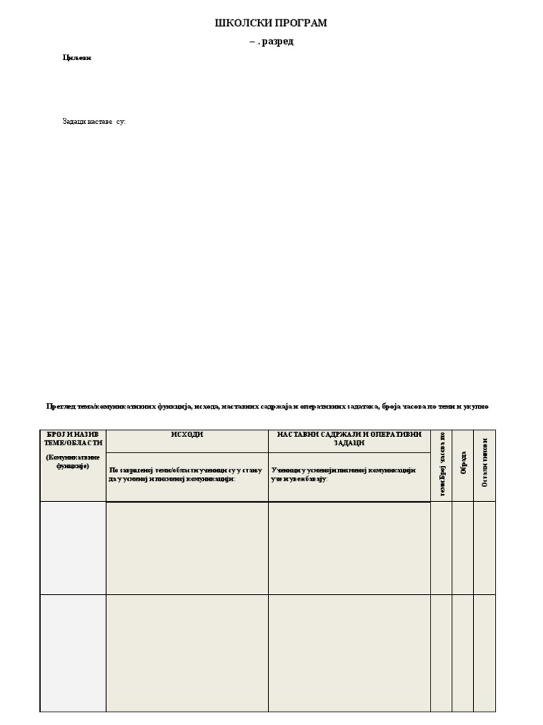 Obrazac Za Skolski Program | PDF