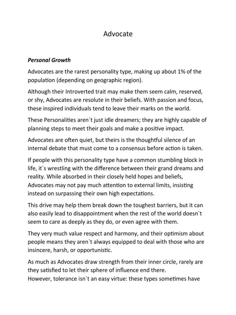 Advocate | PDF | Shyness | Personality Type