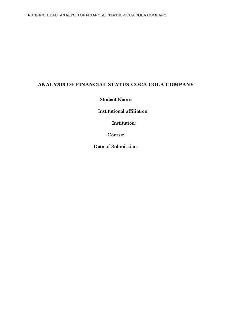 Analysis of Financial Status-Coca Cola Company | PDF | Revenue | Income ...